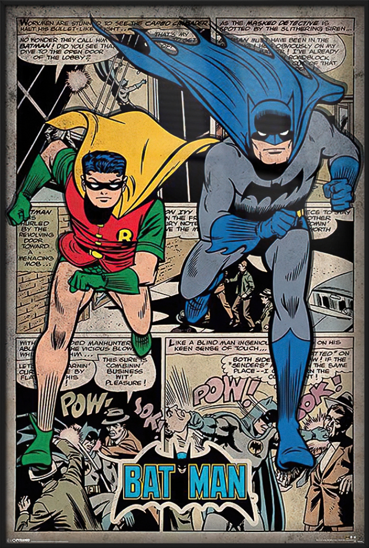 Batman - Framed DC Comics Poster (Retro Montage - Batman & Robin) (Size ...