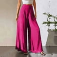 Ashyfjp Womens Pants Casual Solid Color Elastic Waist Loose Shiny ...