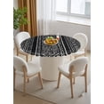 Black and White Geometric Round Fitted Tablecloth with Elastic Edge ...