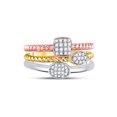 Solid 10k Tri Three Color Gold Round Diamond Couple Three Rings ...