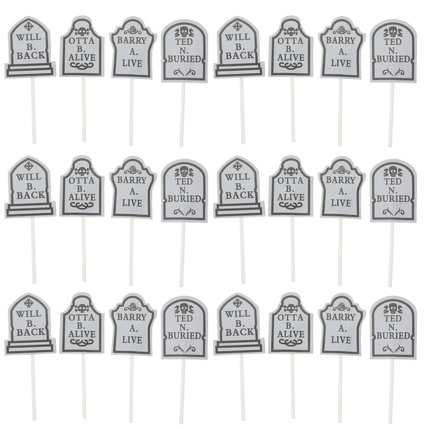 24 Pcs Cake Toppers Tombstone Pattern Christmas Cupcake Toppers Picks ...