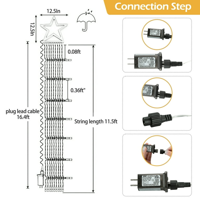 Christmas String Twinkle Lights Diagram Dazzle Bright 164 FT 500 LED