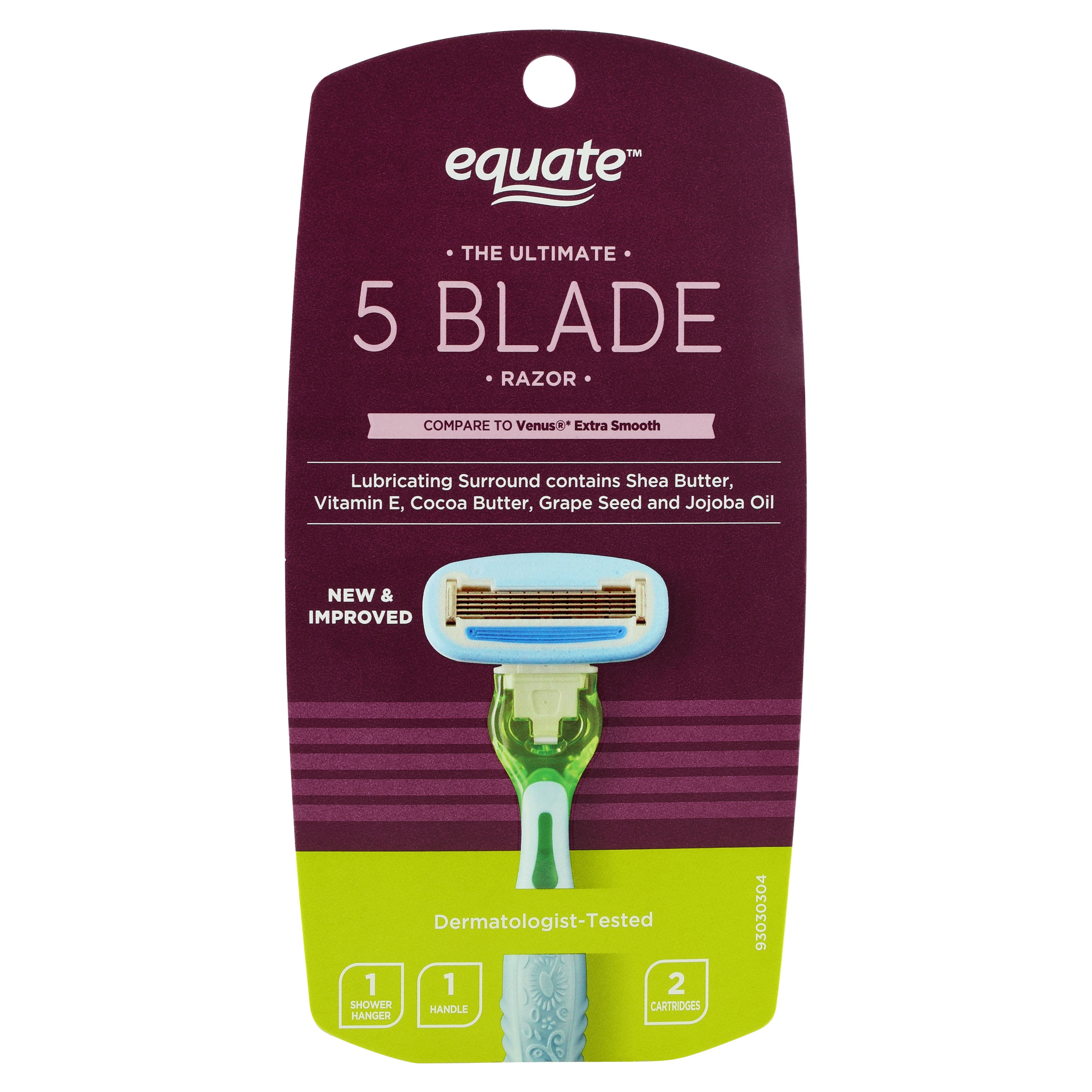 Equate Women's 5 Blade Razor Handle and 2 Razor Cartridges - Walmart ...