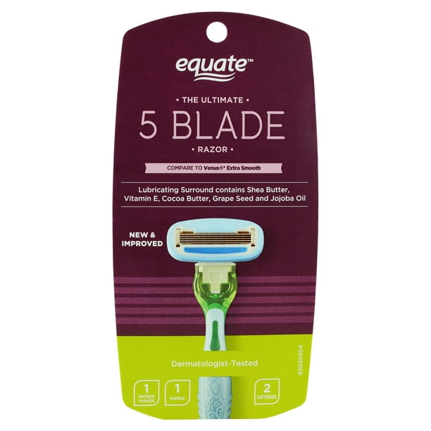 Equate Women's 5 Blade Razor Handle and 2 Razor Cartridges - Walmart ...