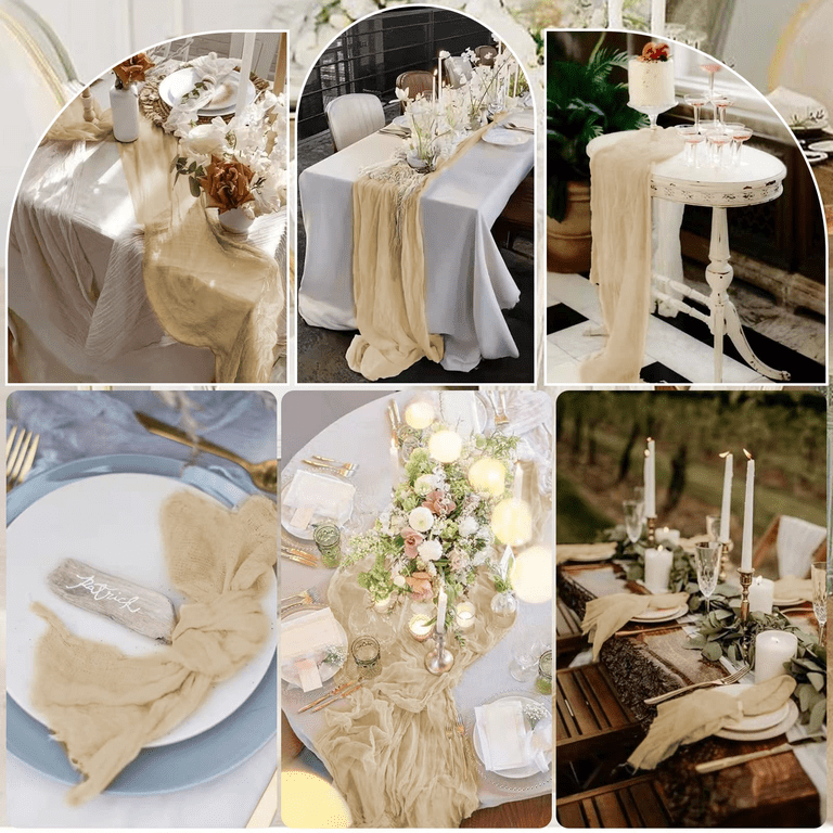 Beige Table Runner Wedding Cheesecloth Boho Table Runner 10ft Beige