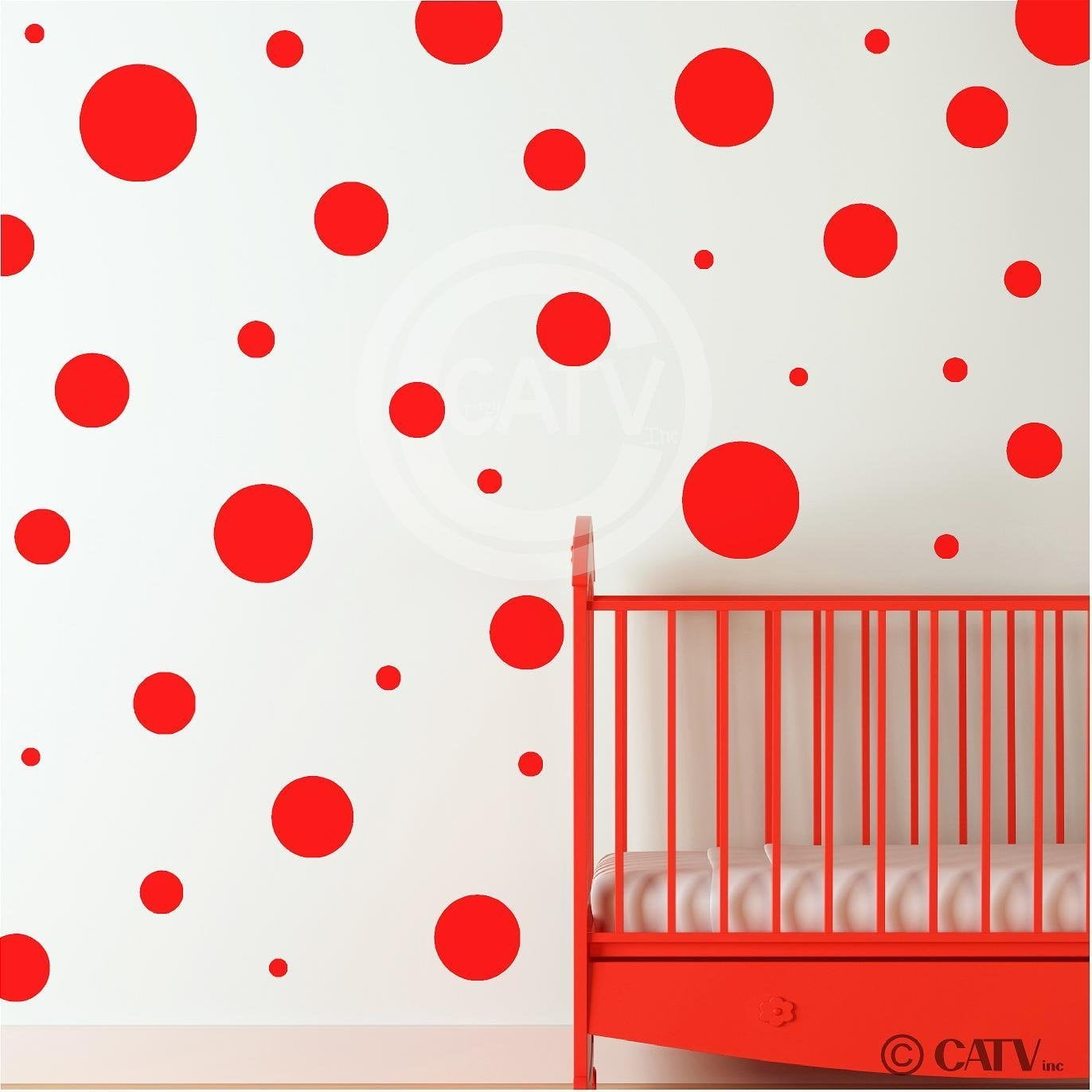 Polka Dots Assorted Large set of 32 Circles Self Adhesive Wall Stickers ...