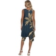 Binienty Sleeveless Sundress with Golden Palm Pattern, Asymmetric Hem ...