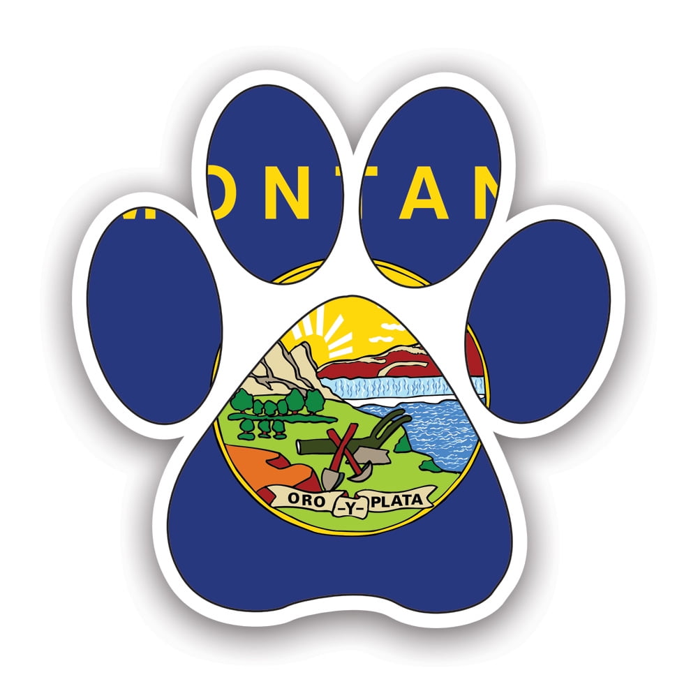 Montana State Paw Print Shaped Sticker Decal - Self Adhesive Vinyl ...