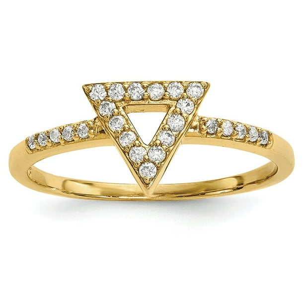 AA Jewels - Solid 14k Yellow Gold Diamond Triangle Ring (1mm) (1/6ct ...