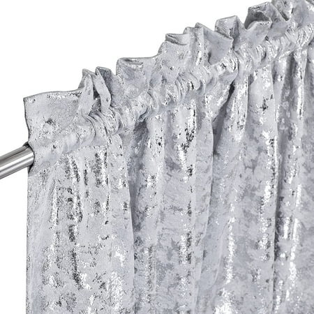 JOYWEIHome Foil Printed Velvet Feeling Blackout Valance for Kitchen ...