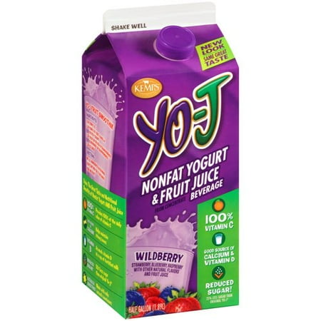 Yo-J Non-Fat Wildberry Yogurt & Fruit Juice Beverage, Half Gallon ...