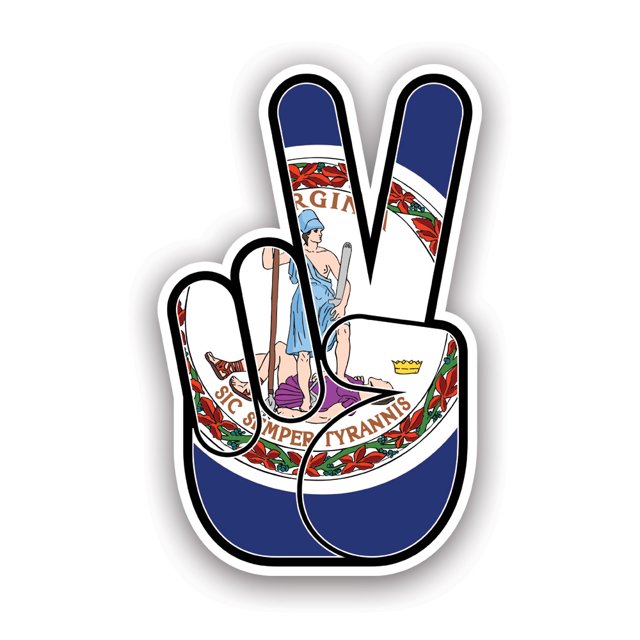 Virginia State Shaped Peace Sign Sticker Decal - Self Adhesive Vinyl ...