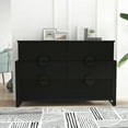 Black 6 Drawer Dresser for Bedroom, Modern Wide Chest Of Drawers Wood ...