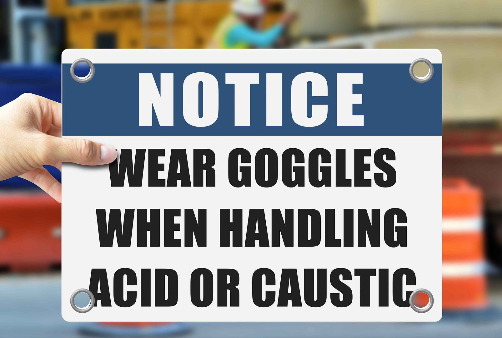 WEAR GOGGLES WHEN HANDLING ACID OR CAUSTIC | Warning Notice Caution ...