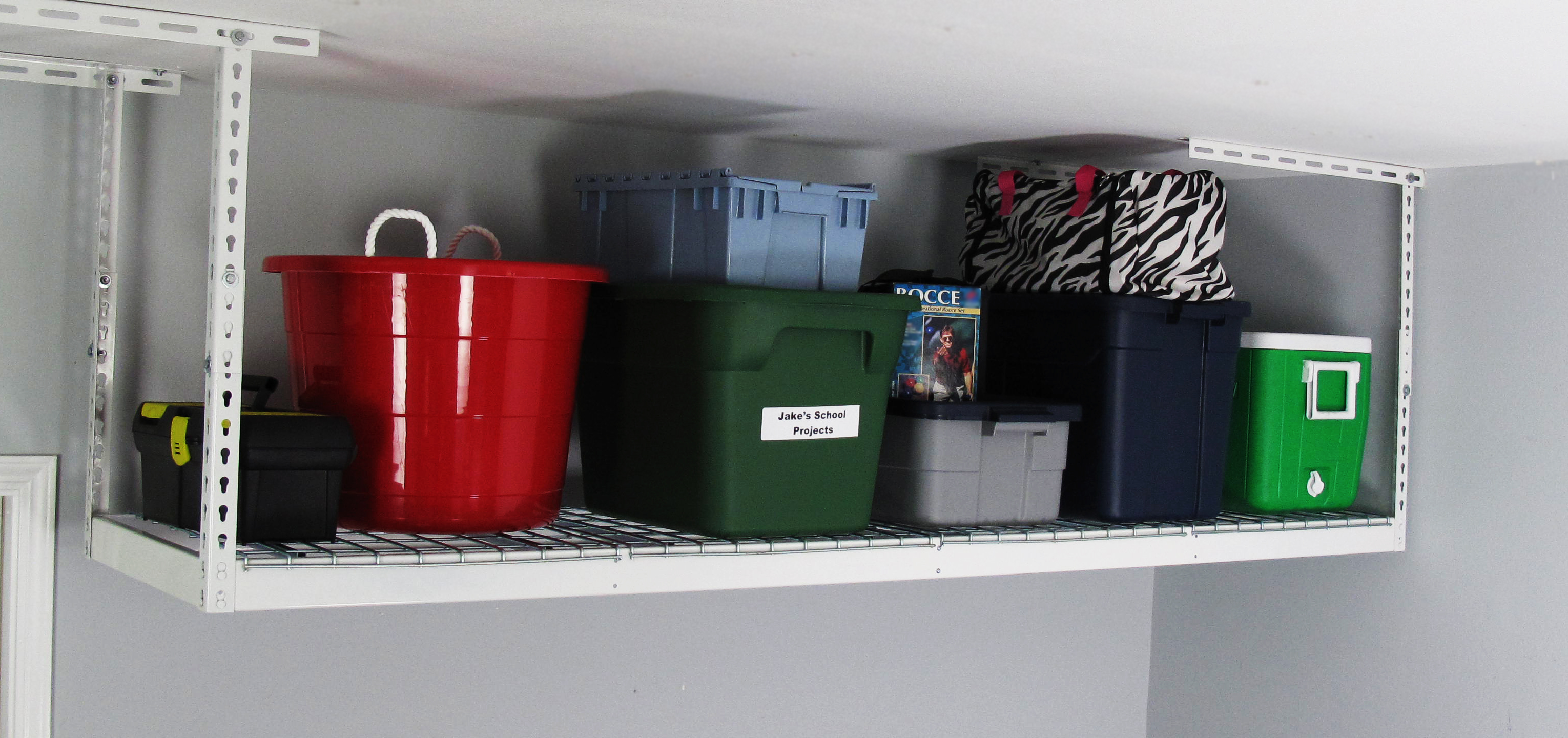 MonsterRax 2x8 Overhead Storage Rack - White - 24" - 45" Drop Down ...