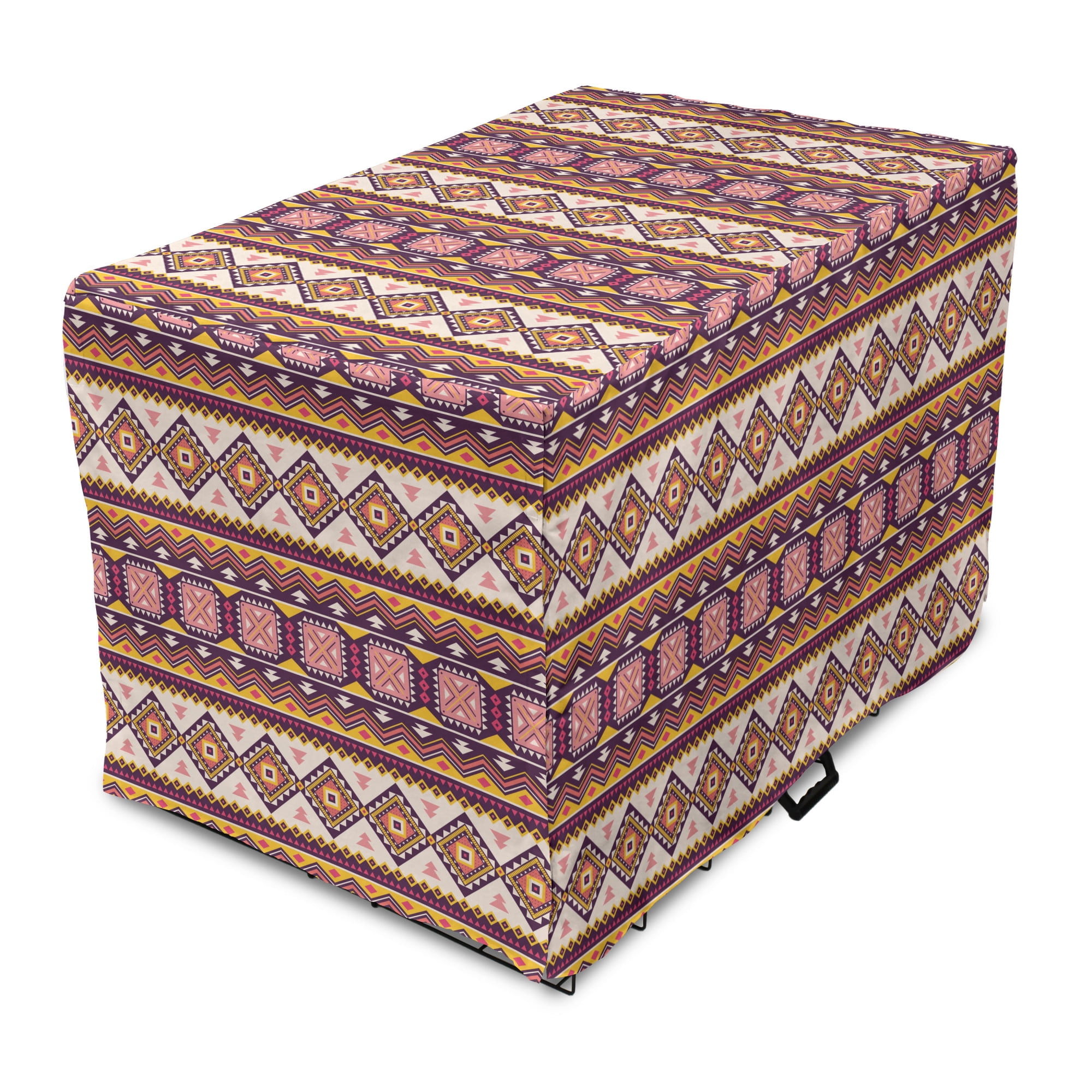 Aztec Dog Crate Cover, Mexican Triangles Vibrant Tones Repetitive ...