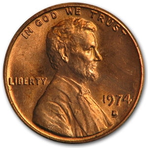 1974-D Lincoln Cent BU (Red) - Walmart.com