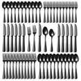 60 Count Black Stainless Steel Flatware Set for 12 People, Rust ...