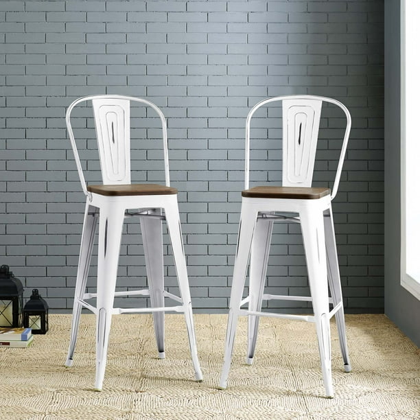 Promenade Bar Stool Metal Set of 2 in White - Walmart.com - Walmart.com