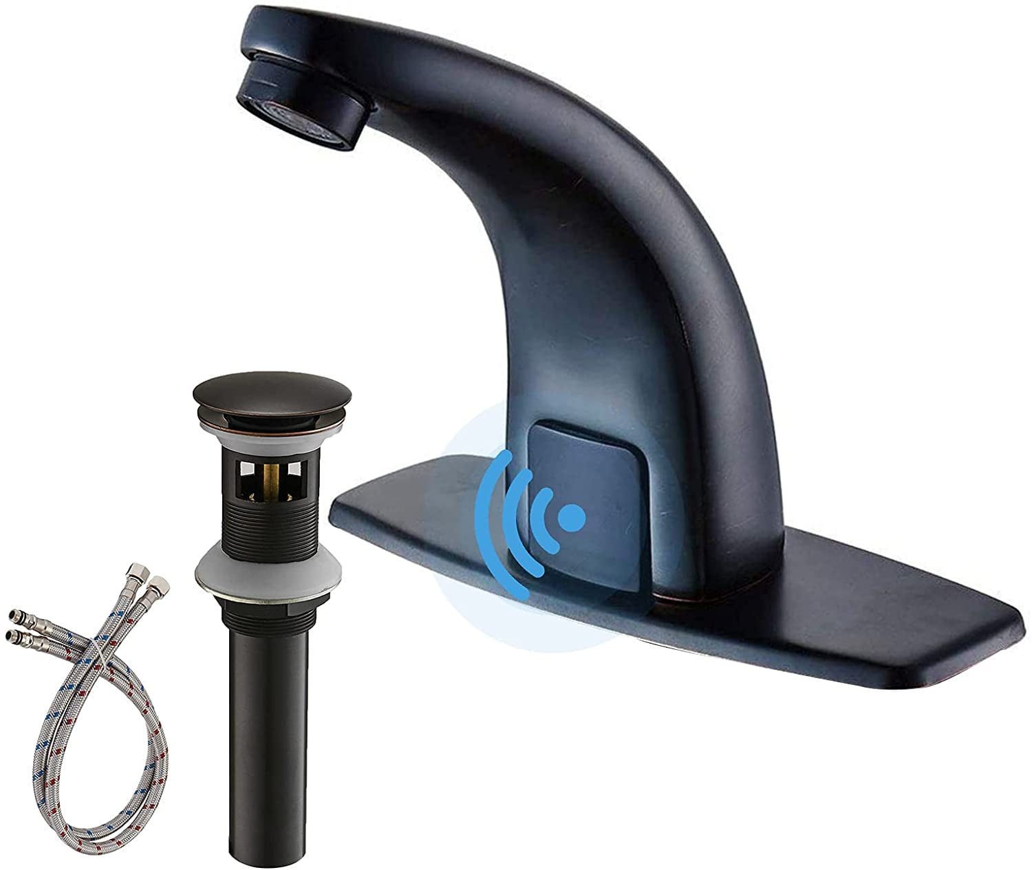 BWE Touchless Bathroom Faucet with Hole Cover Plate Oil Rubbed Bronze ...