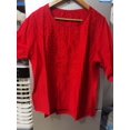 Women's Floral Embroidered Round Neck Short Sleeve Shirt Loose Fit ...