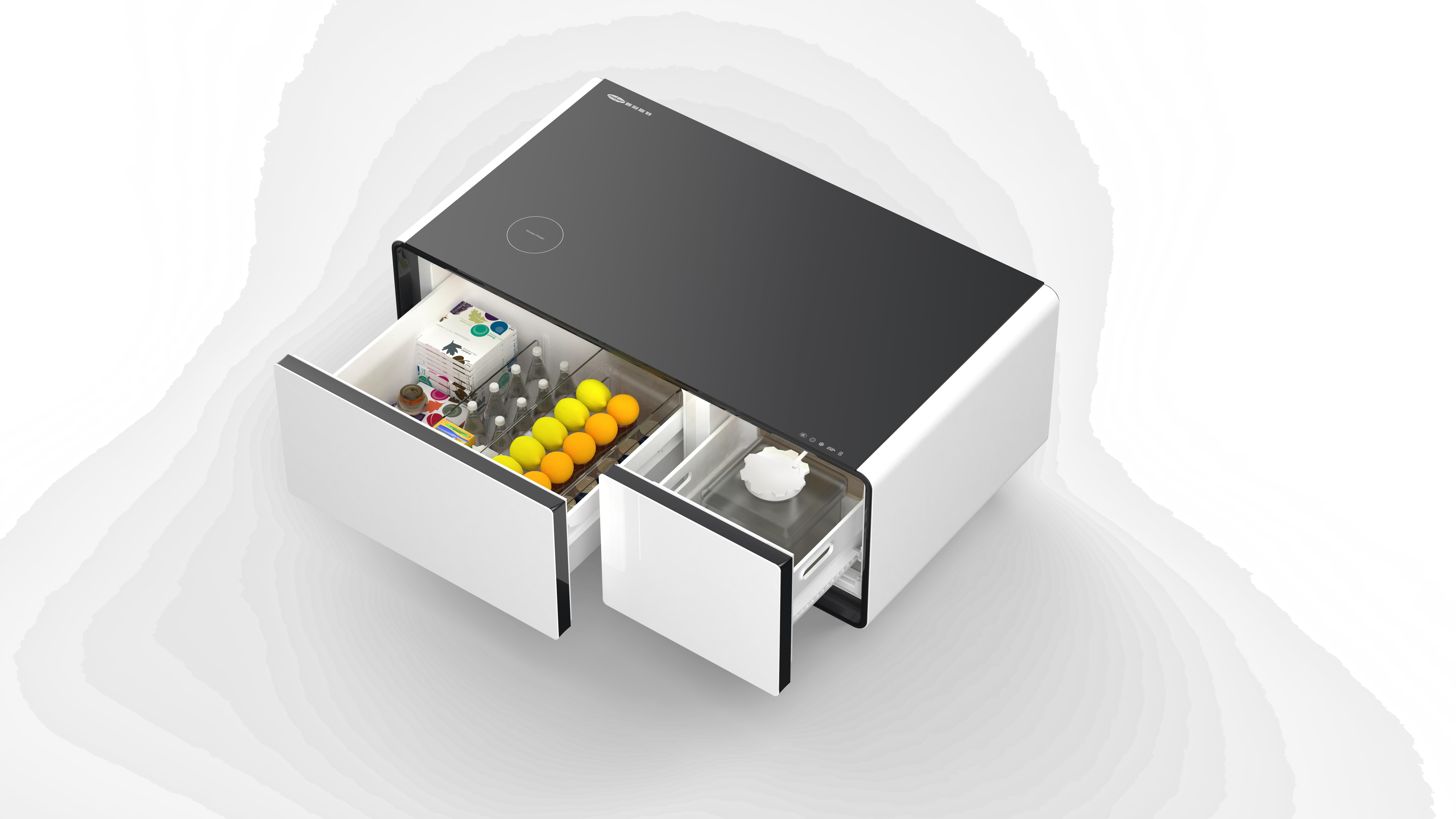 UBesGoo Modern Smart Mini Coffee Table with Built in Fridge, Outlet ...