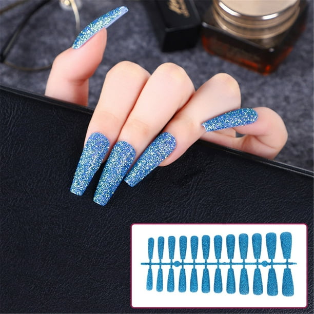 24pcs Extra Long Press On Nails Coffin Glossy Ballerina Fake Nails