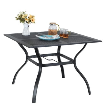 BaytoCare All-Weather 40-Inch Rectangular Outdoor Dining Table - Black ...