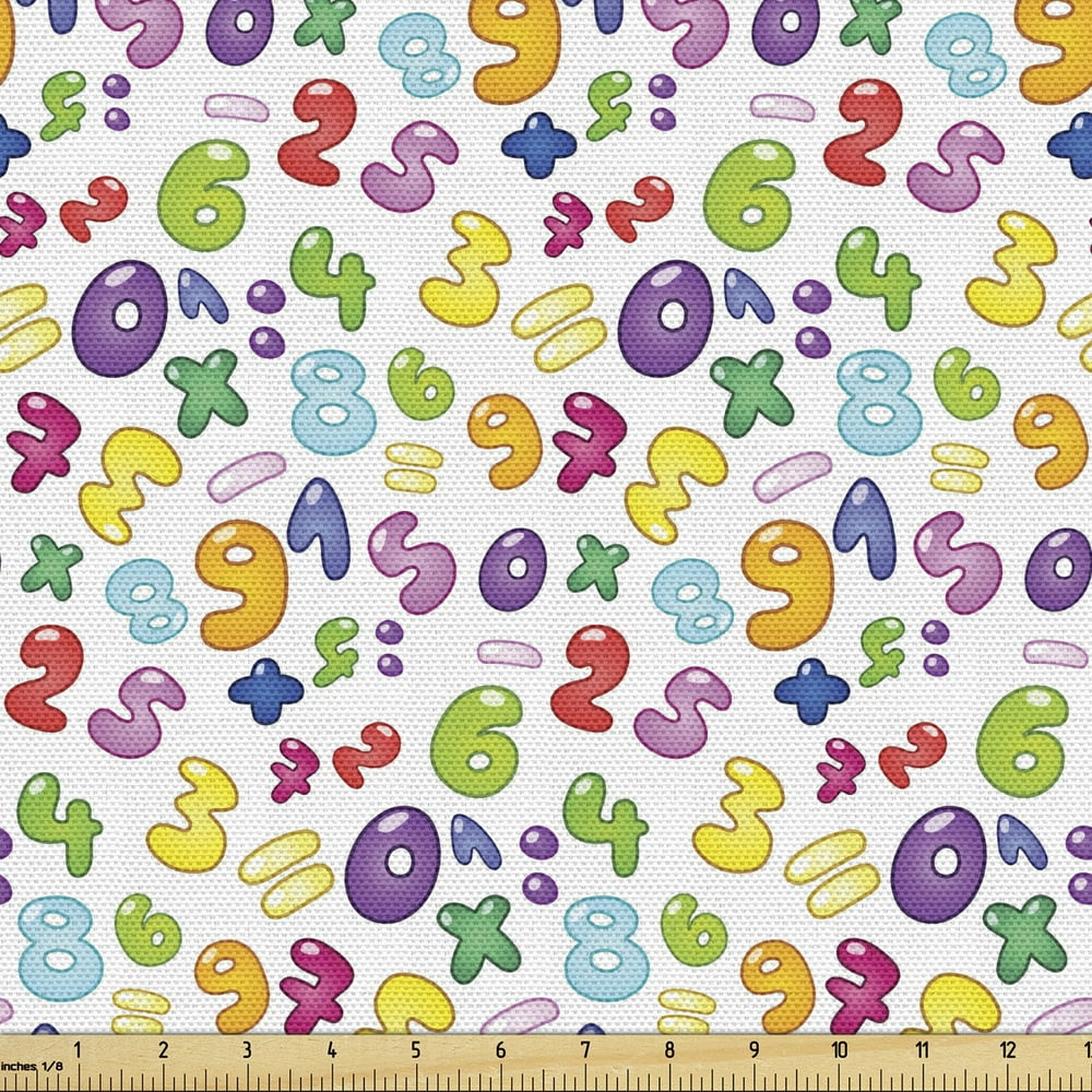 Numbers Fabric by the Yard, Bubble Style Numbers Equation Division ...