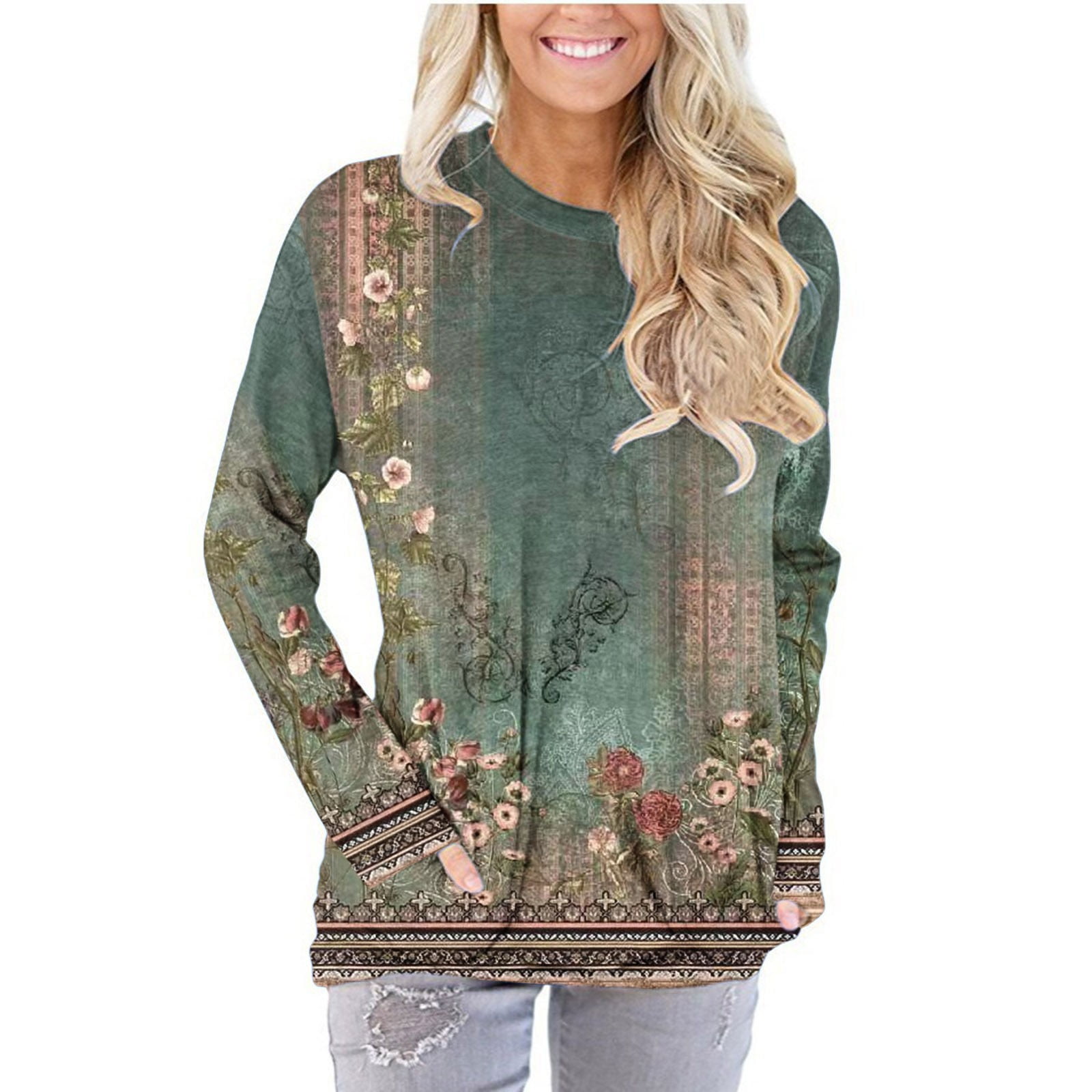 Click here for Penkiiy Sweatshirt For Women Long Sleeve Round-Nec... prices