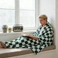 Green Checkered Flannel Blanket With Black And White Squares Pattern ...