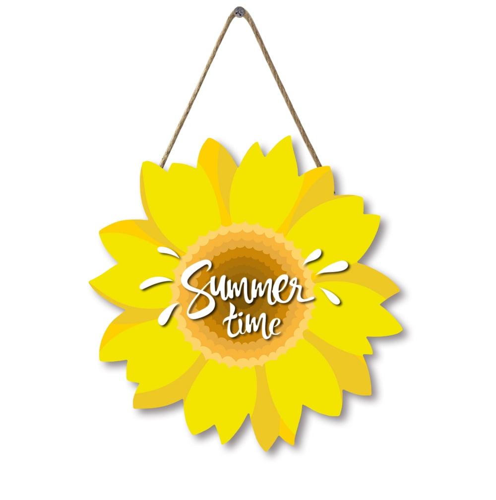 Sunflower Summer Time Wood Door Hanger 12 Inch Large Wooden Flower Sign ...