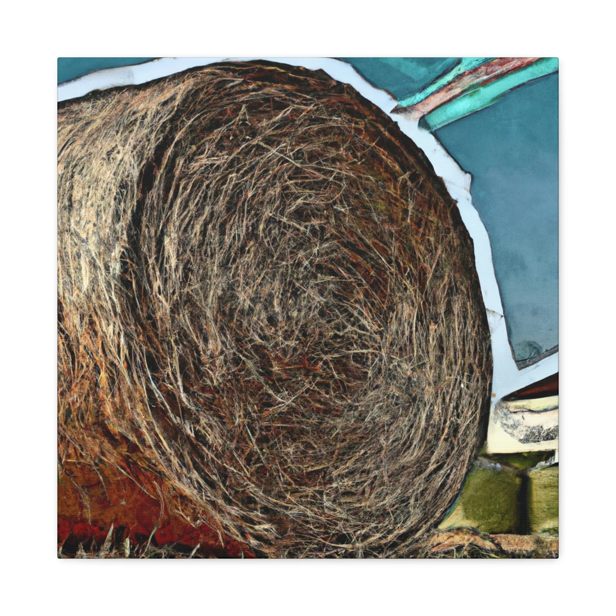 Harvesting Hay Bale Scene - Canvas - Walmart.com
