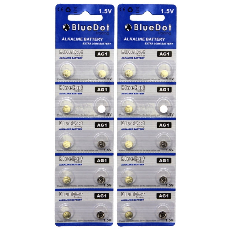 BlueDot Trading Brand AG1 Button Cell Extra Life Alkaline Batteries ...