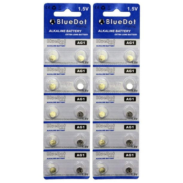 BlueDot Trading Brand AG1 Button Cell Extra Life Alkaline Batteries ...