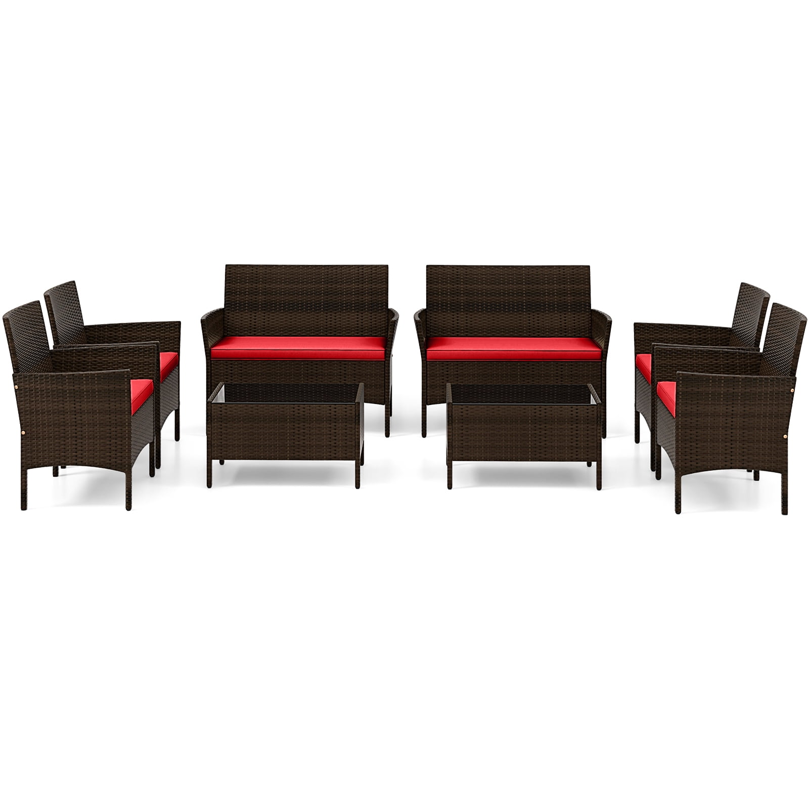 Click here for Gymax Set Of 8 Patio Rattan Conversation Set Wicke... prices
