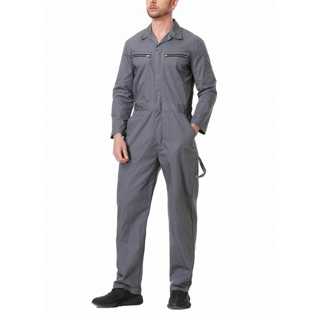 Toptie Men's Long Sleeve Coverall Action Back Coverall with Zipper ...