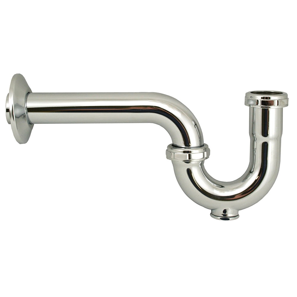 1-1/4" Chrome Plated Brass P-Trap with Shallow Escutcheon with Cleanout ...