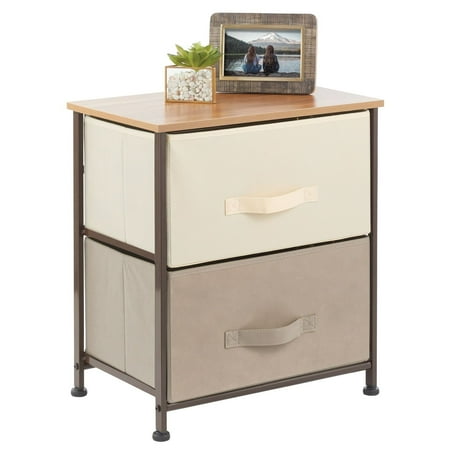 mDesign Small Storage Dresser End/Side Table Night Stand with 2 ...