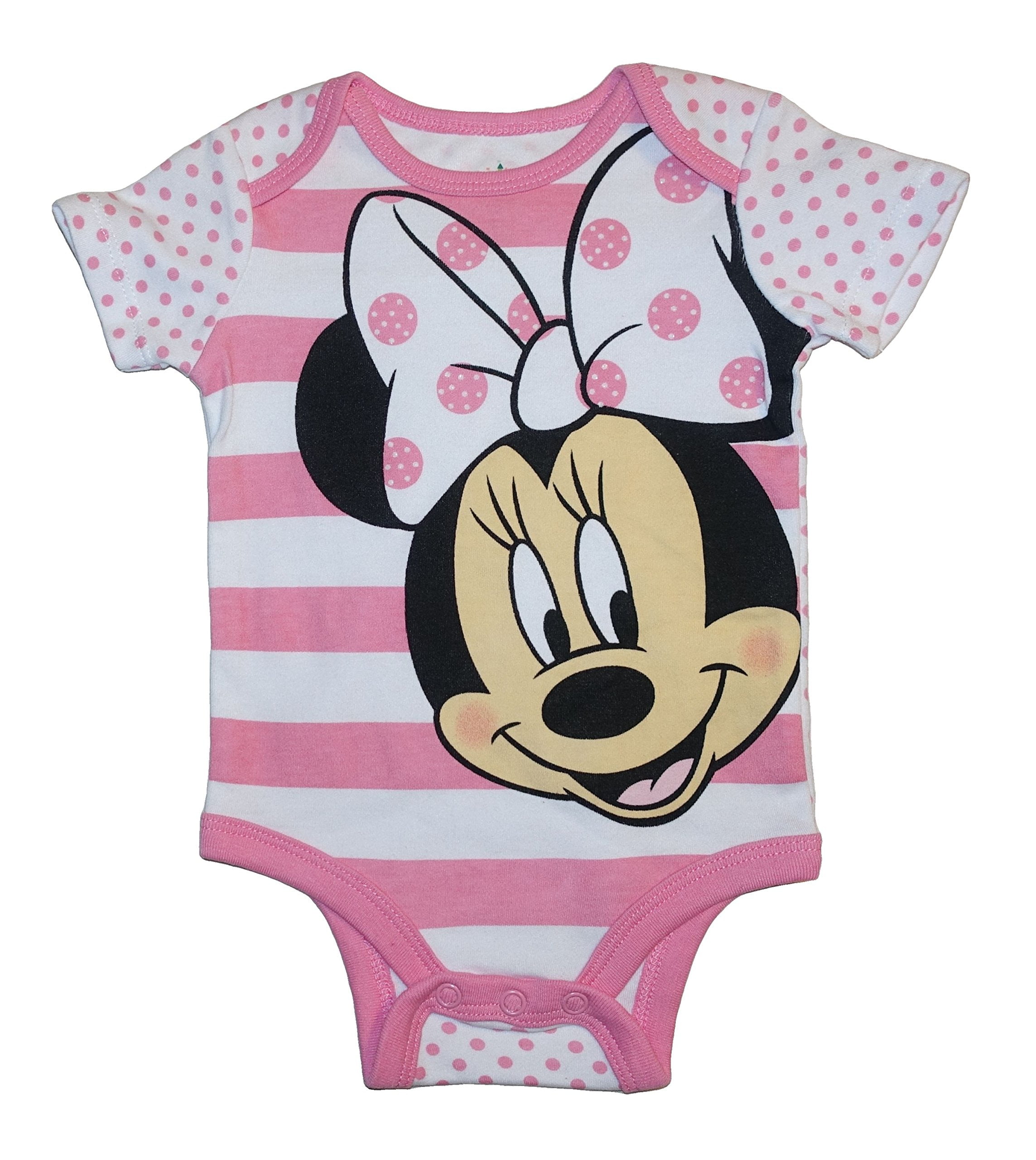 Disney Baby Girls Minnie Mouse Polka Dot Striped Bodysuit (0-3 Months ...