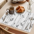 Black Bamboos Cotton Linen Placemats Set of 8, Minimalist Bamboos Stems ...