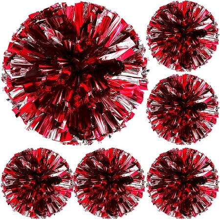 6 Pieces 12 Inch Metallic Cheerleading Pom Poms For Kids, Cheerleading ...