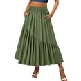 Bovxnpu Women's Boho Midi Skirt A-Line Flowy Skirts Summer Casual ...