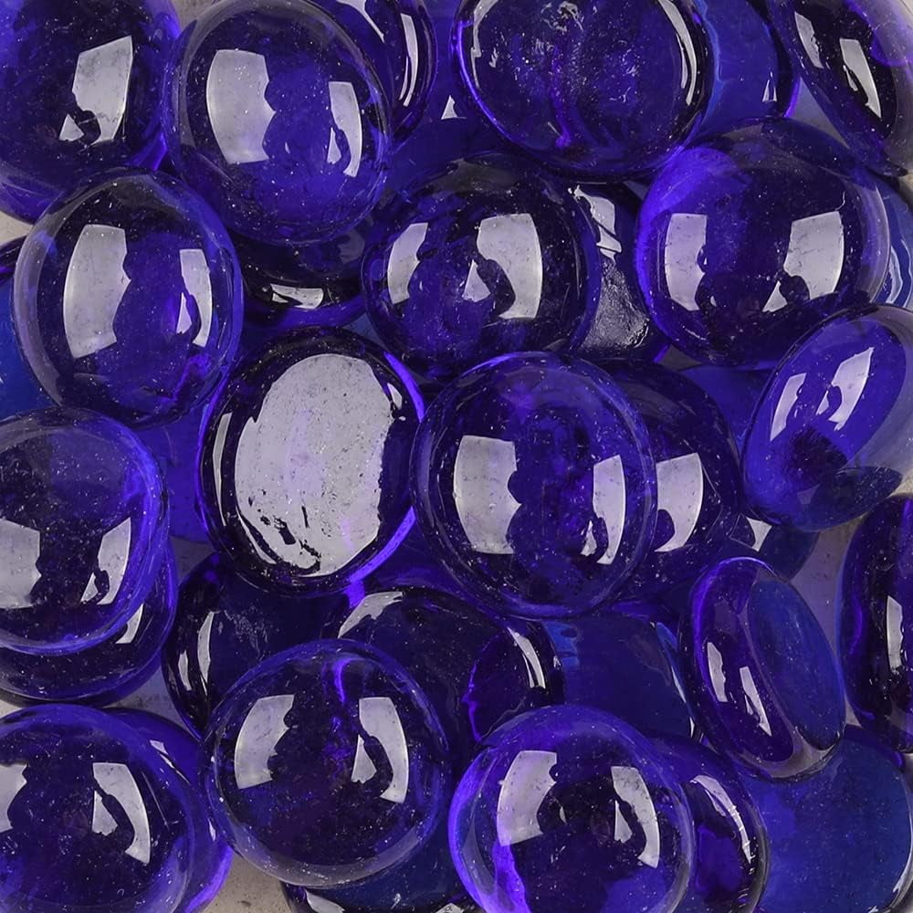 Flat Glass Marbles,60-70Pcs Flat Marbles Decorative,Marble Pebbles,Blue ...