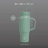 TAL Stainless Steel Basin Travel Mug 30 oz with Silicone Straw, Sage ...