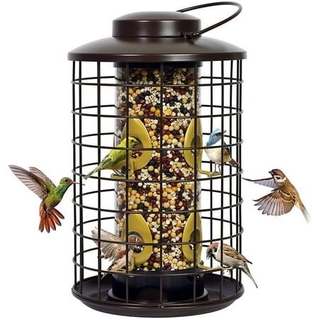 IBAOLEA Caged Bird Feeder for Wild Birds Outside, Large Bird Feeder ...