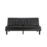 Mainstays Memory Foam Futon with Cupholder and USB, Black Faux Leather ...