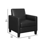 34 Inch Modern Accent Chair Angled Back Modern Style Black Faux Leather ...