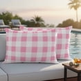 2 Pack Outdoor Waterproof Throw Pillow Covers,Pink Gradient Buffalo ...