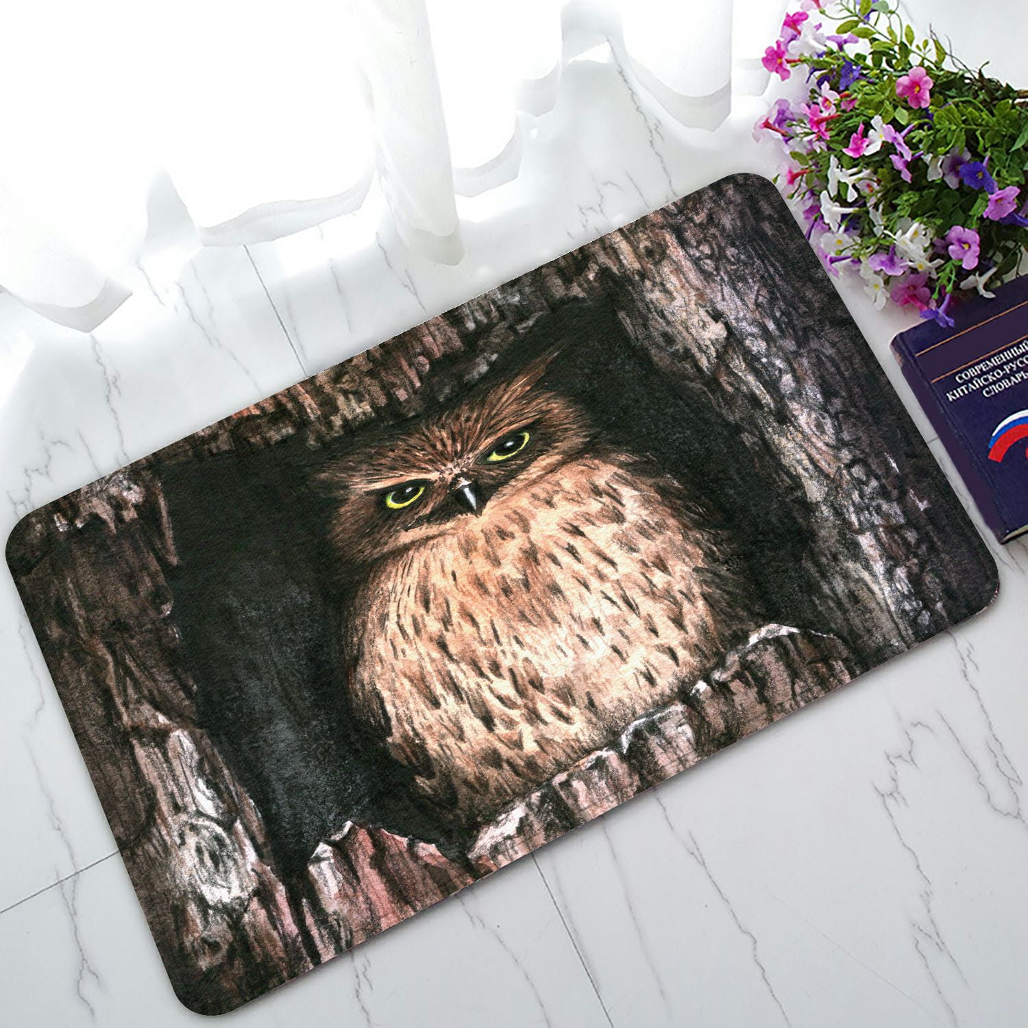 PHFZK Watercolor Animal Doormat, Cool Owl Doormat Outdoors/Indoor ...
